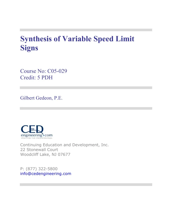 Synthesis of Variable Speed Limit Signs - AquaEnergy Expo Knowledge Hub