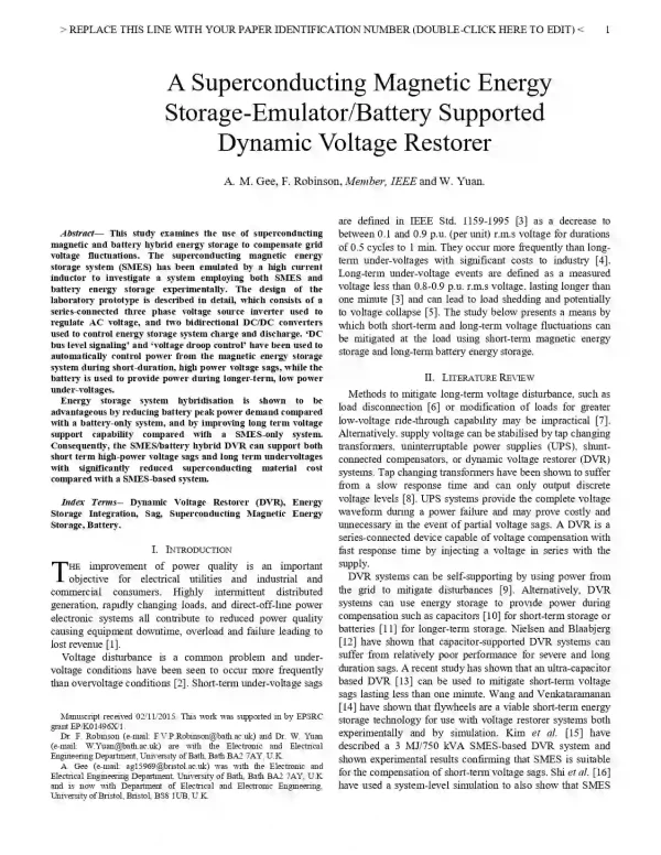 A Superconducting Magnetic Energy Storage Emulator Battery Supported Dynamic Voltage Restorer