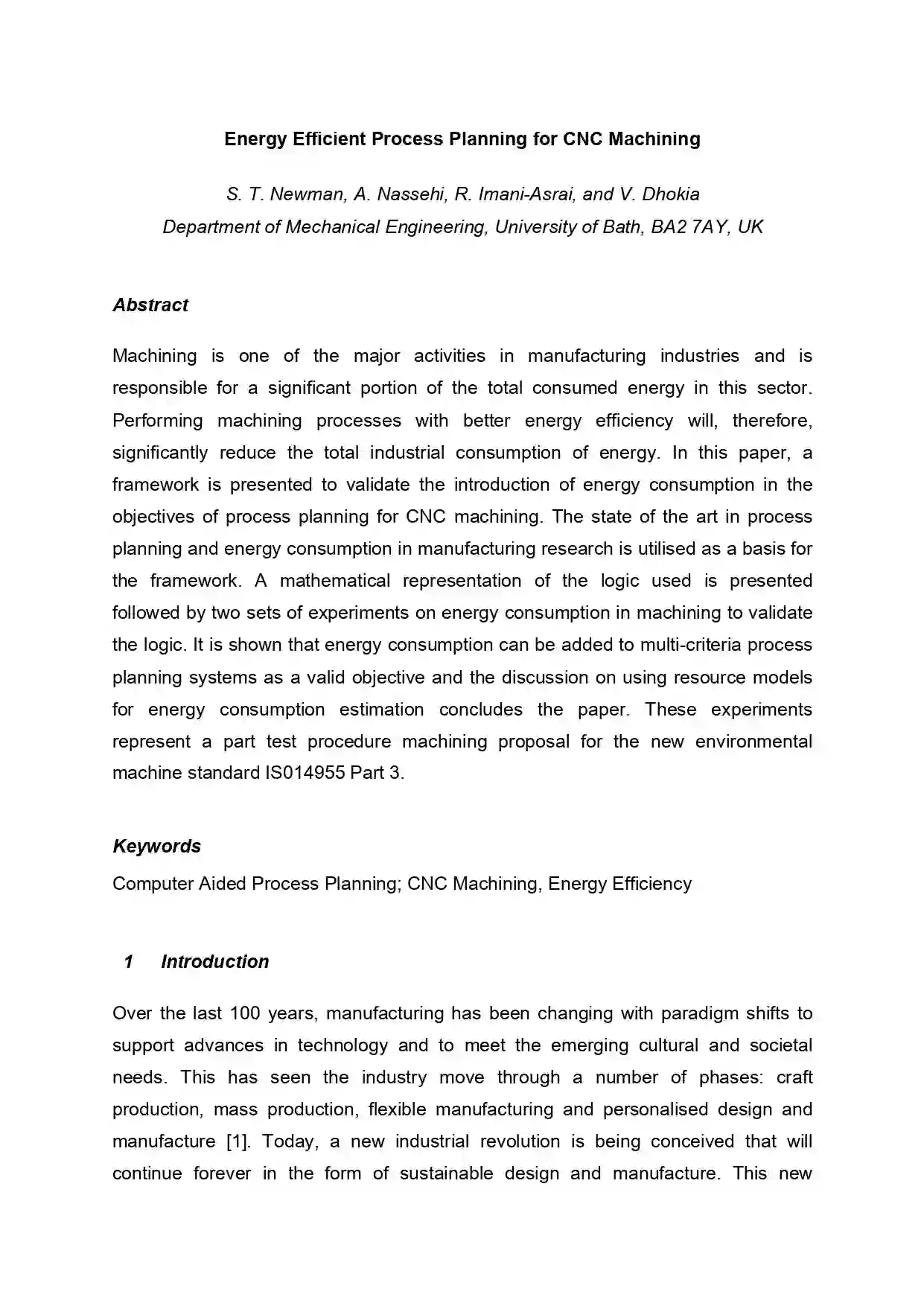 Energy Efficient Process Planning for CNC Machining - AquaEnergy Expo ...