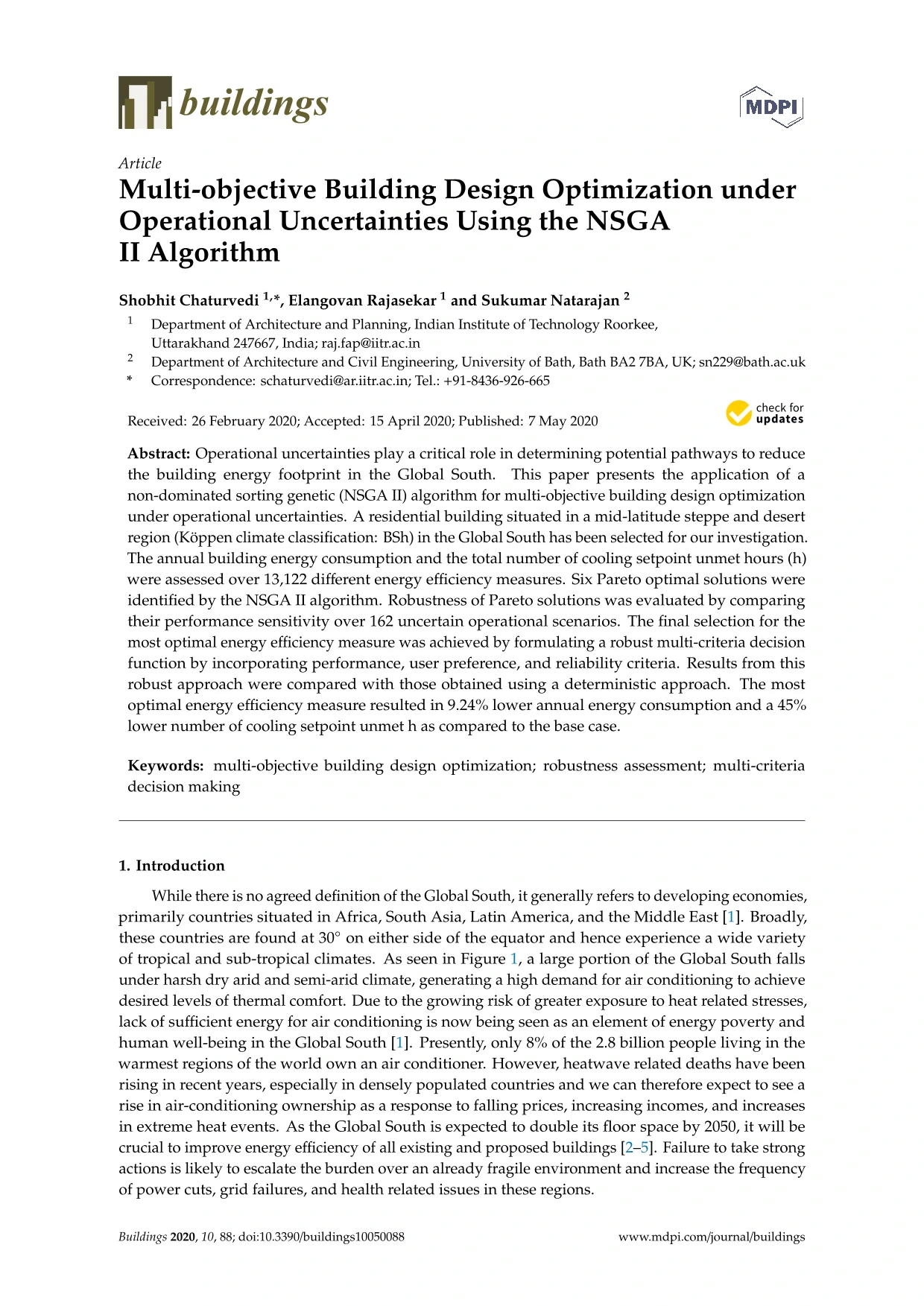 Multi Objective Building Design Optimization Under Operational
