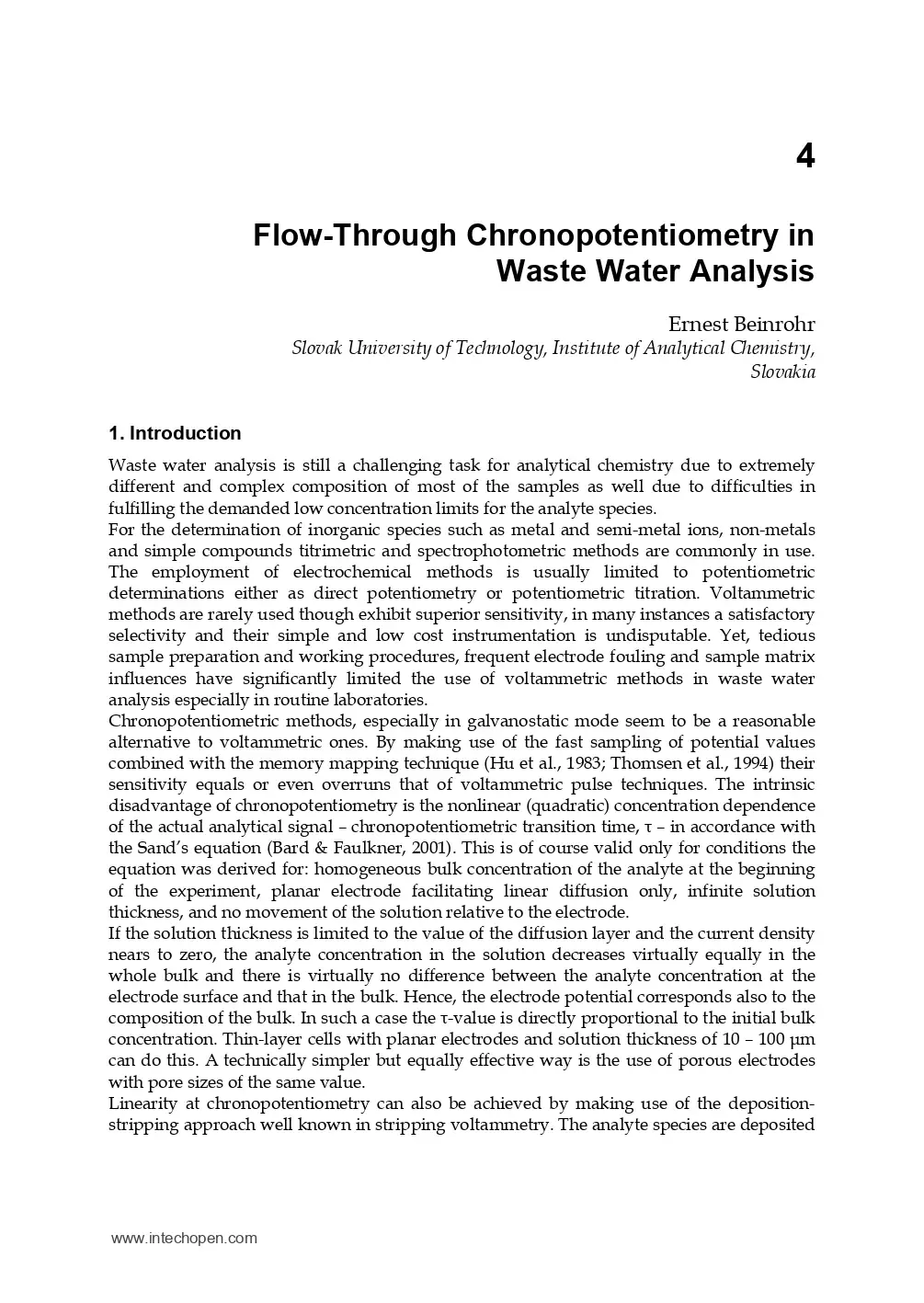 Flow Through Chronopotentiometry In Waste Water Analysis AquaEnergy Flow Through Chronopotentiometry In Waste Water Analysis AquaEnergy