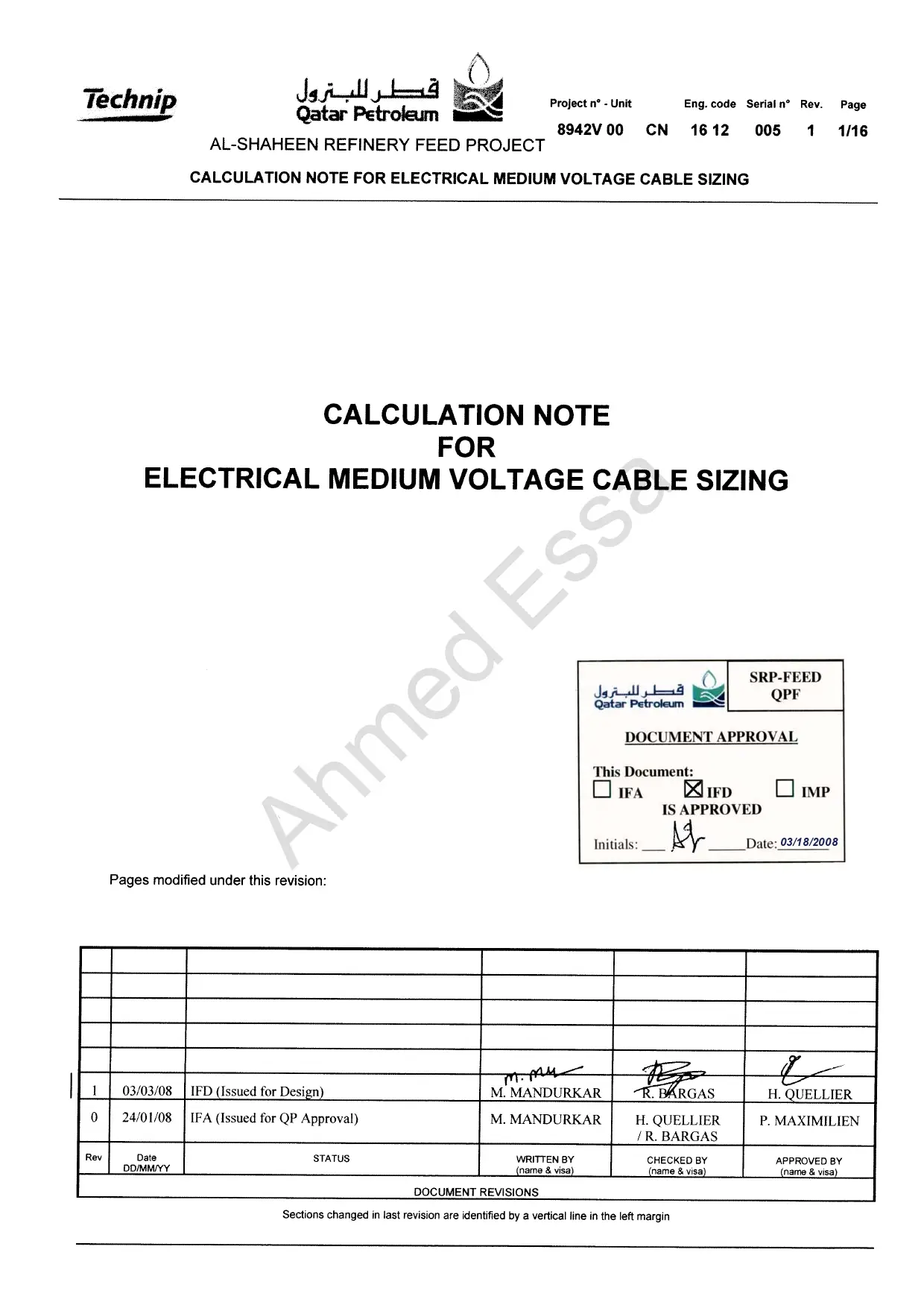 Calculation Note For Electrical Medium Voltage Cable Sizing ...